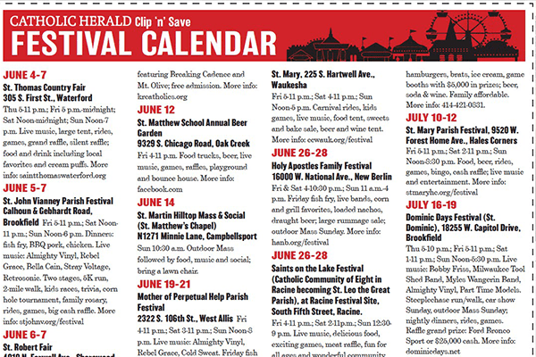 2026 Parish Festivals Listing - Catholic Herald
